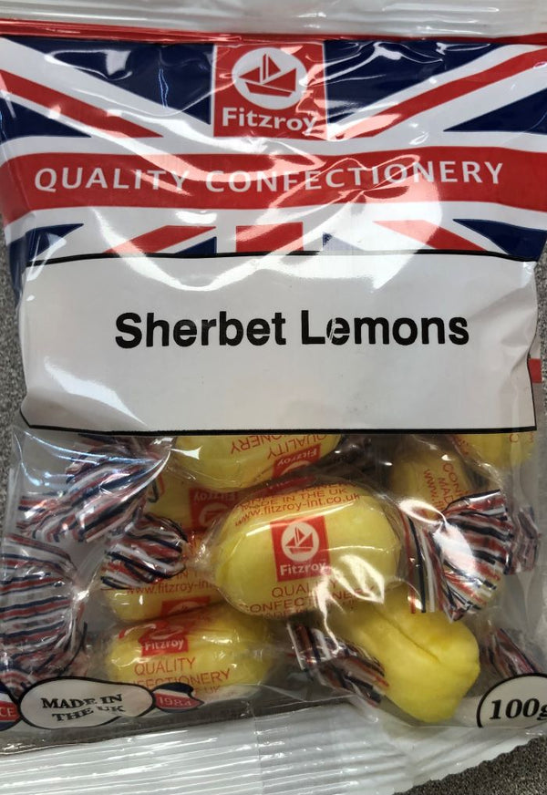 Fitzroy Sherbert Lemons 100g x 12 - The British Aisles Ltd.