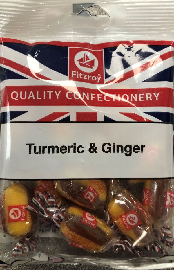 Fitzroy Tumeric & Ginger Sweets 100g x 12 - The British Aisles Ltd.