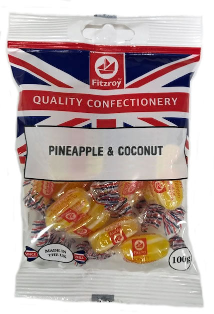 Fitzroy Pineapple & Coconut Sweets 100g x 12 - The British Aisles Ltd.
