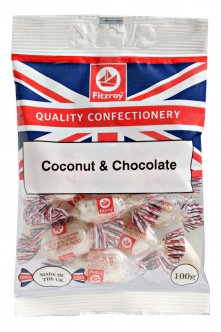 Fitzroy Coconut & Chocolate Sweets 100g x 12 - The British Aisles Ltd.